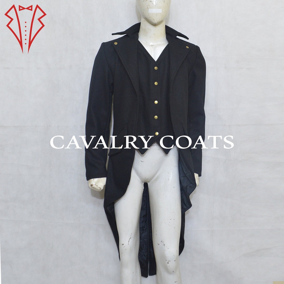 Men's Black Wool Tailcoat: Regency Steampunk Military Jacket - Etsy