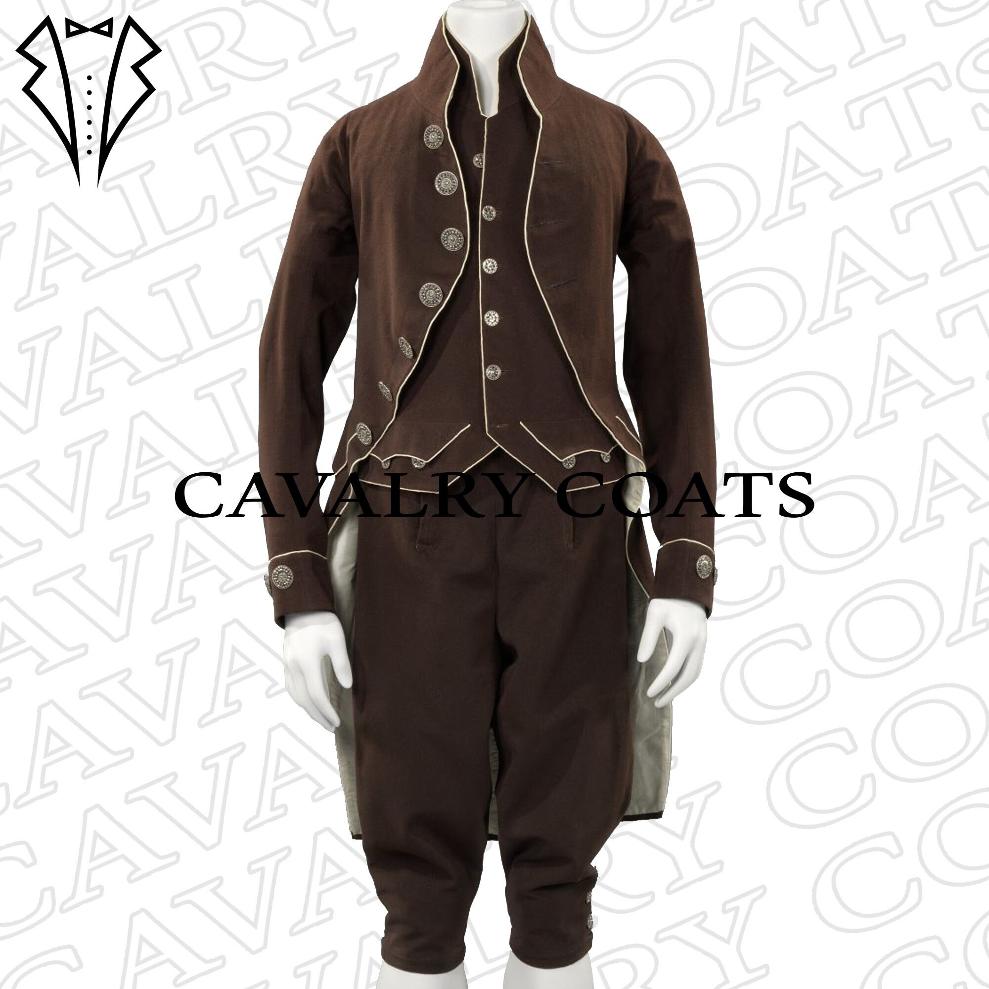 New Men Brown Wool Napoleonic Frock Coat, 18th Century Napoleon Frock ...