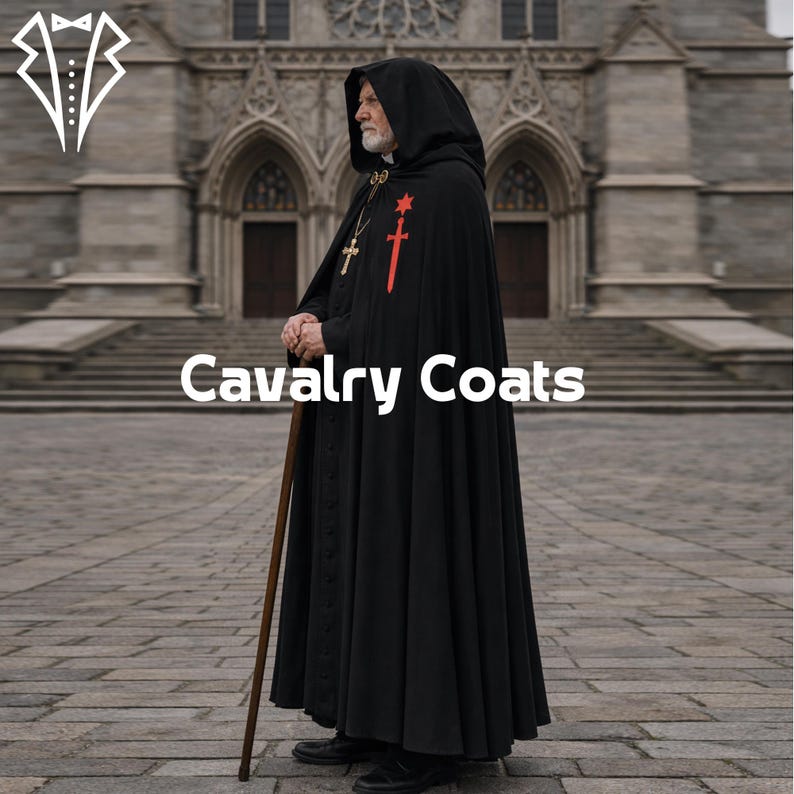 Templar Church Father Hooded Cloak, Medieval Clergy Robe, Gothic Priest ...