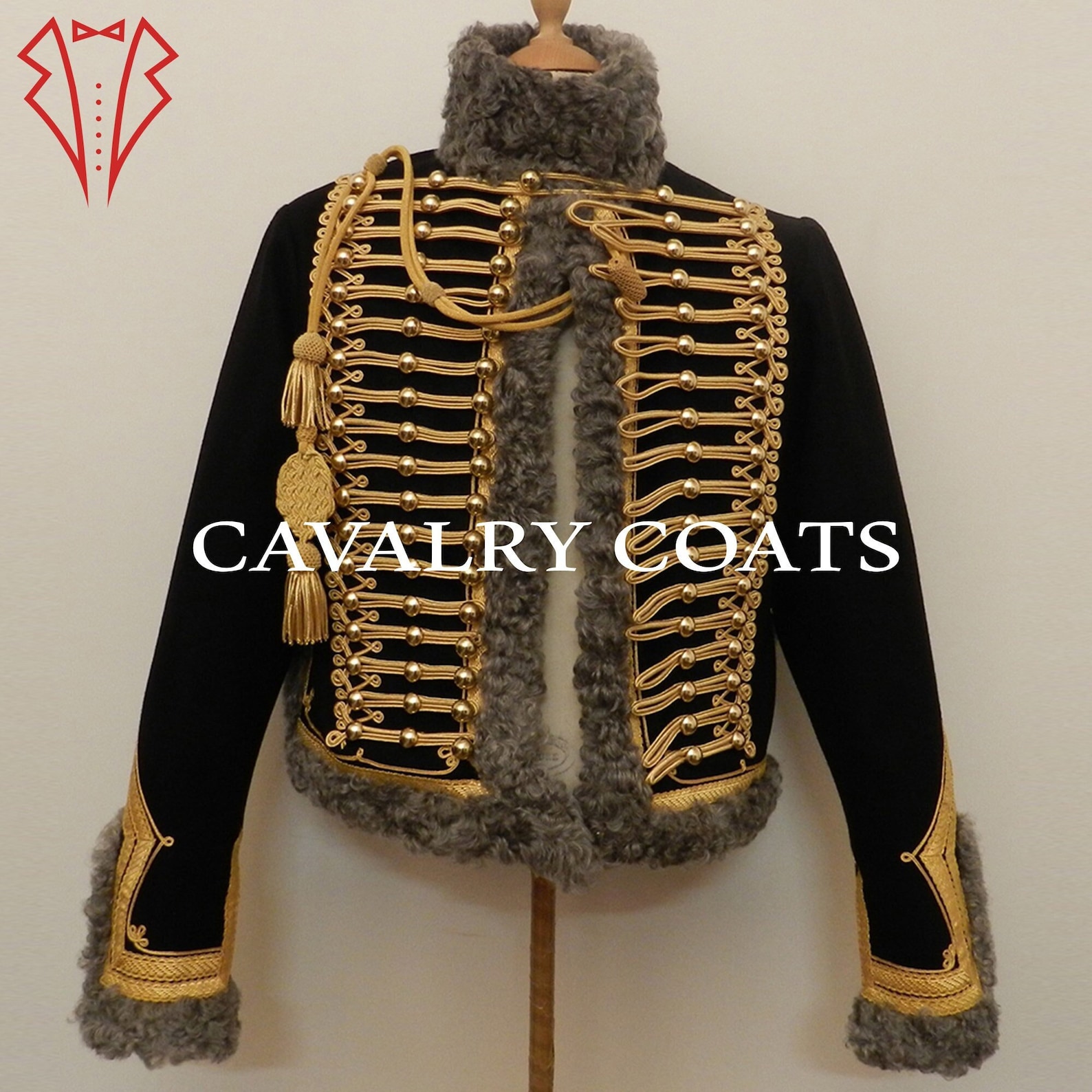 New Men Black Wool Napoleonic Hussar Jacket, Military Style Tunic ...