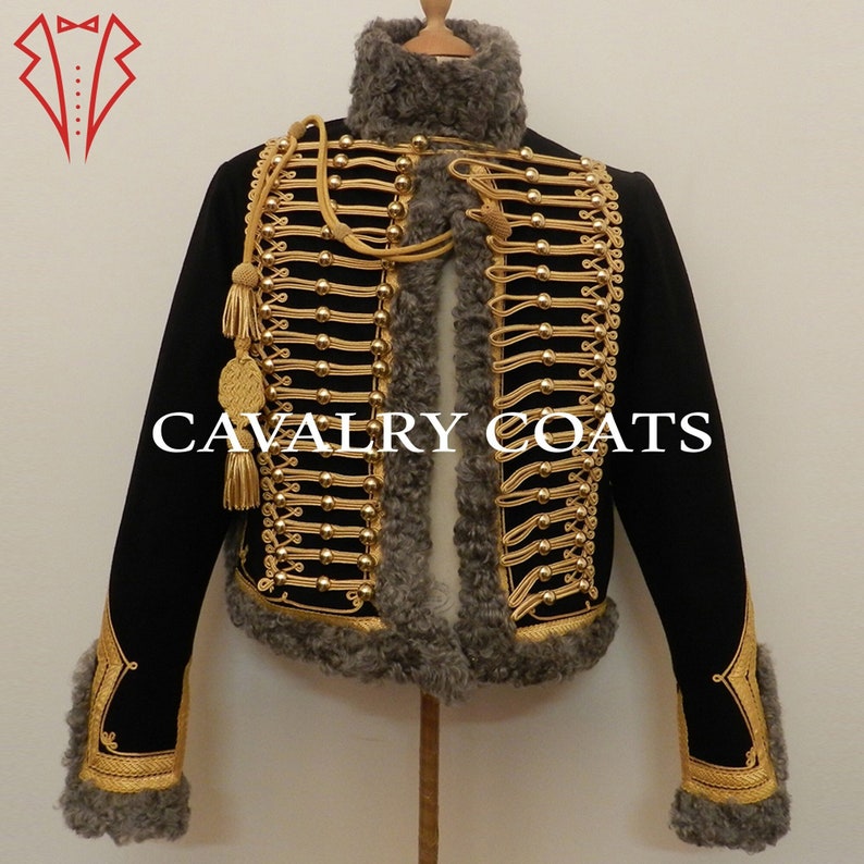 New Men Black Wool Napoleonic Hussar Jacket, Military Style Tunic ...