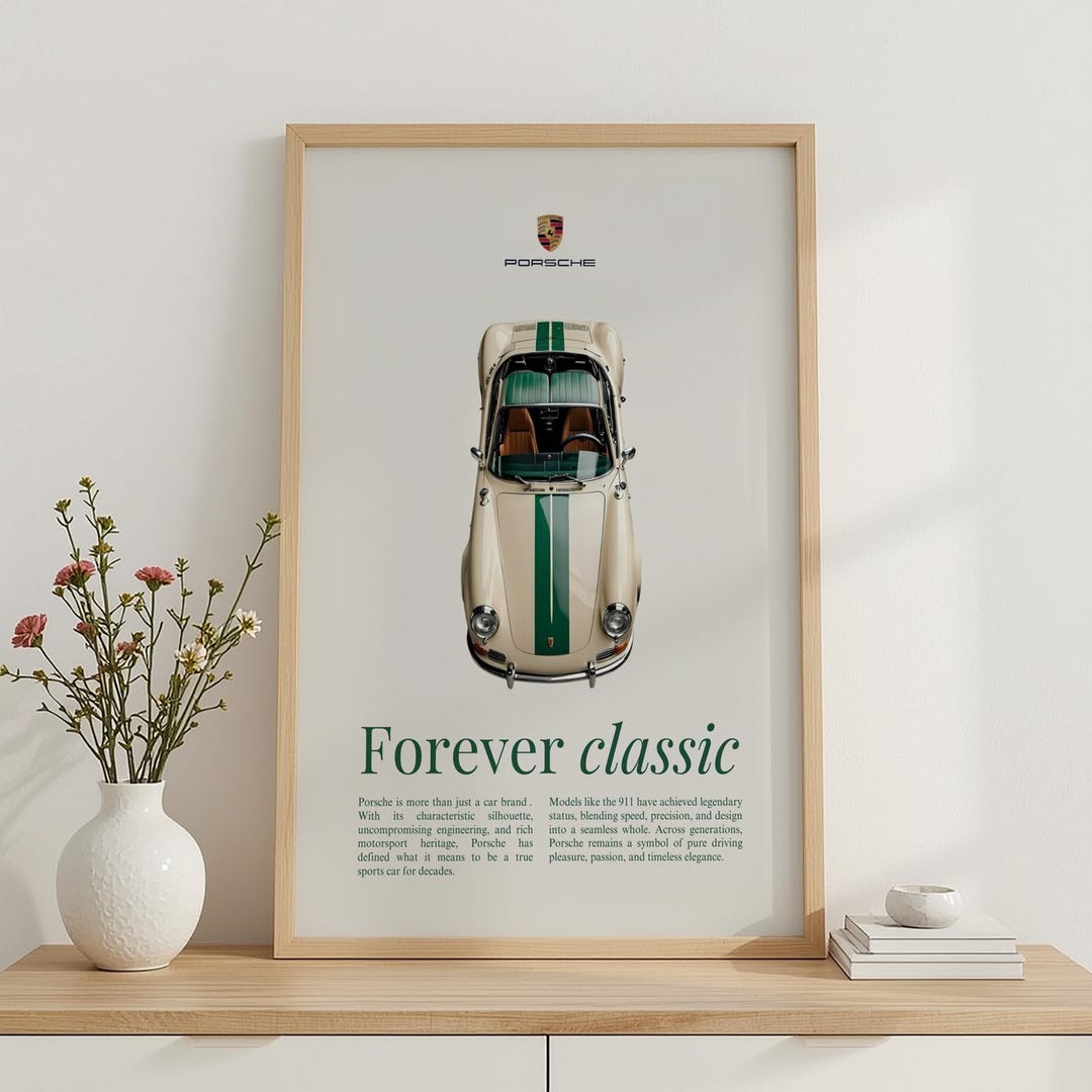 Classic Porsche 911 Poster • Vintage Car Wall Art • Retro Sports Car ...