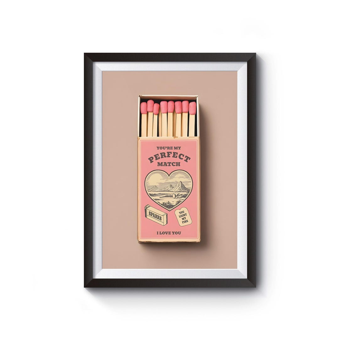 Perfect Match Love Poster | Anniversary Gift Print | Wedding Couple ...