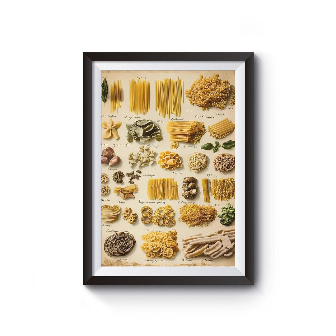 Vintage Pasta Poster • Italian Kitchen Wall Art • Culinary Food Print ...