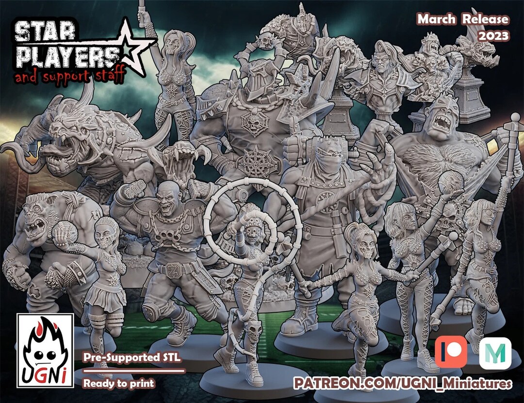 Fiends of Chaos STAR PLAYER and SUPPORT Staff Ugni Miniatures Fantasy ...