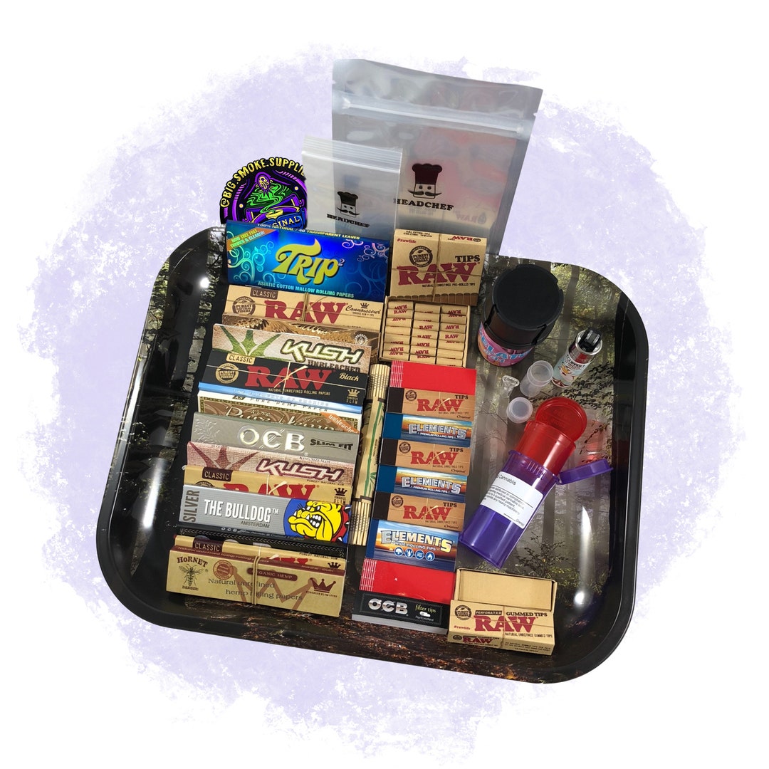 Large RAW Rolling Smoking Tray Hamper Smokers Gift Set Kit - Etsy