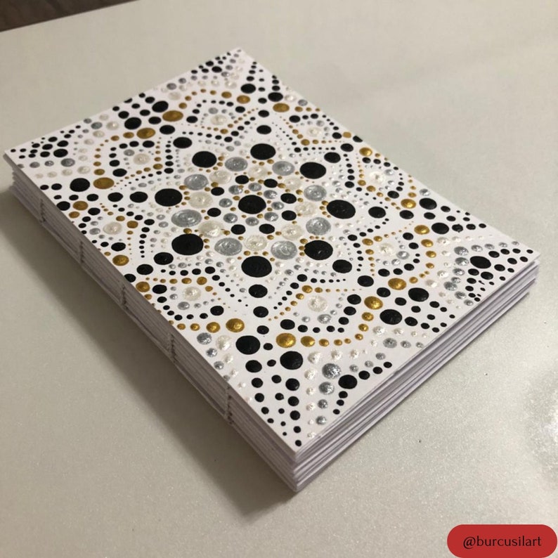 Dot Mandala Design Dotted Notebook, Handmade Notebook, Coptic Stitched ...