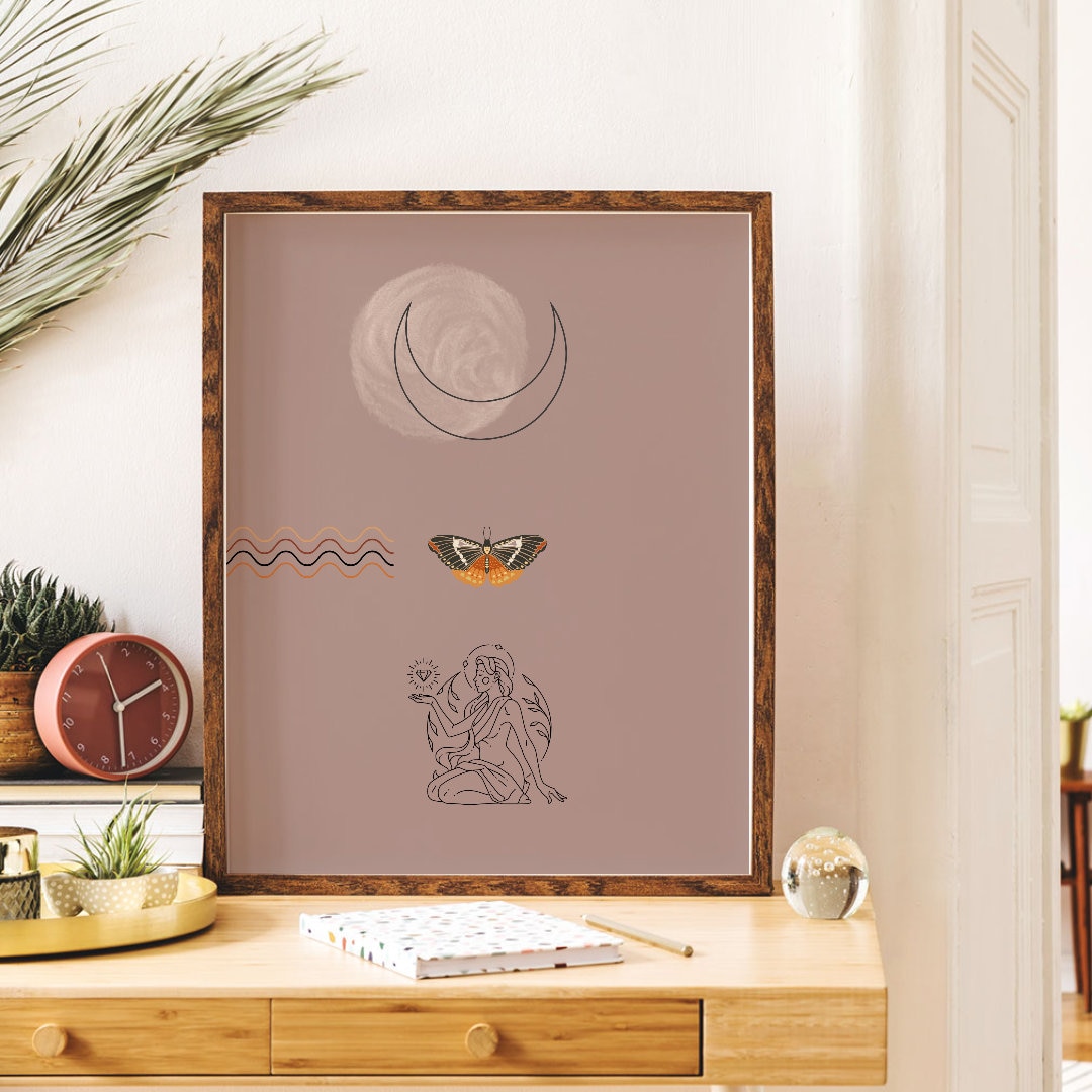 Mystic Woman Print Mystical Moon Art Mystical Witchy Art Mystic ...