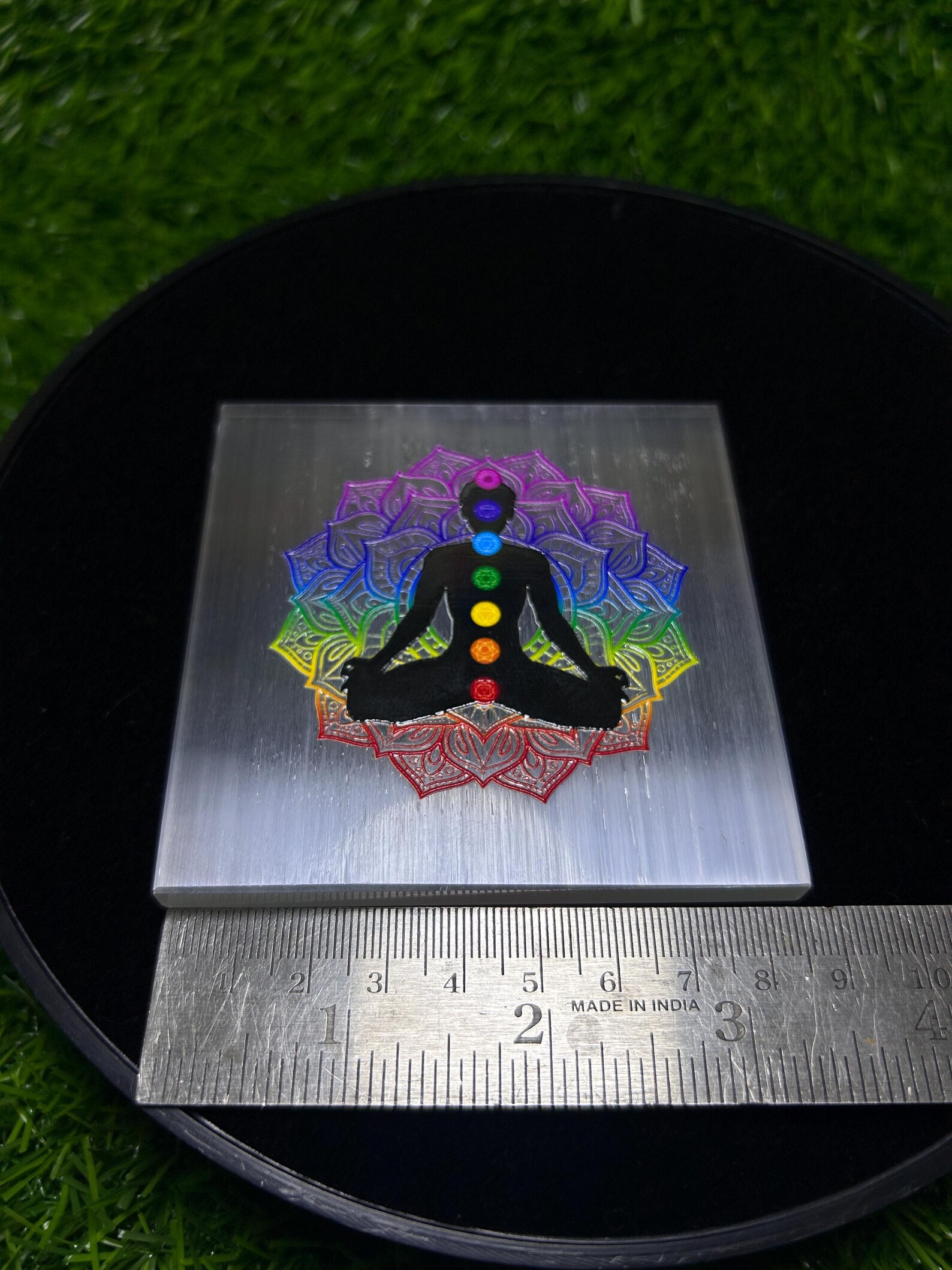 Selenite Crystal Charging Plate Disc - Etched - Selenite Yoga Plate ...