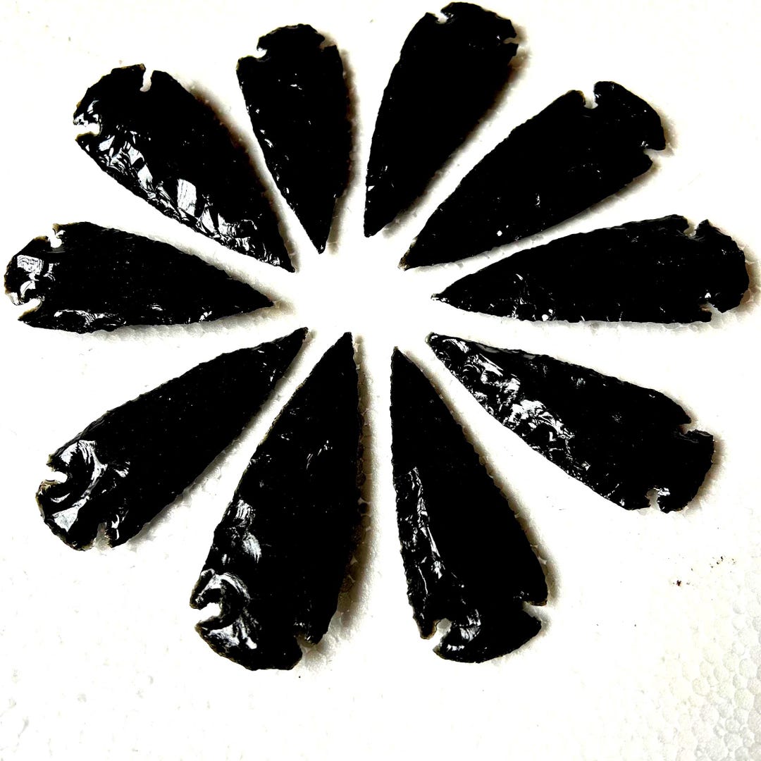 Hand Knapped Black Obsidian Arrowheads, Athame - 6'' Inch - Etsy