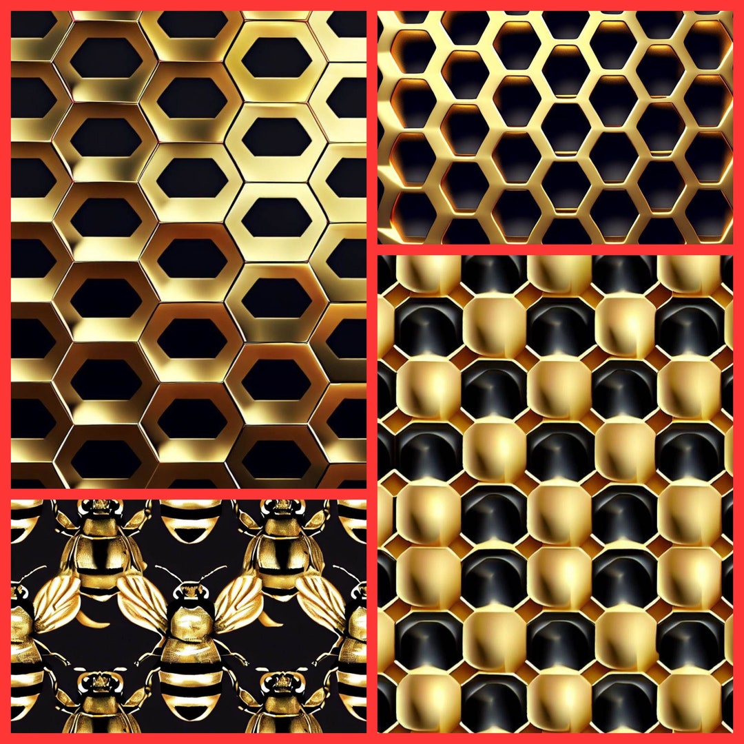 Black & Gold Bee Pattern - Etsy