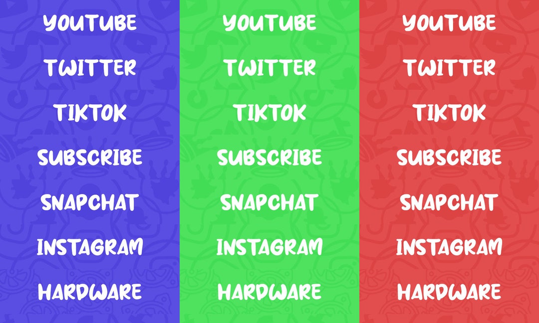 9 Twitch Panels in 5 DIFFERENT COLOURS - PSD Included - Etsy