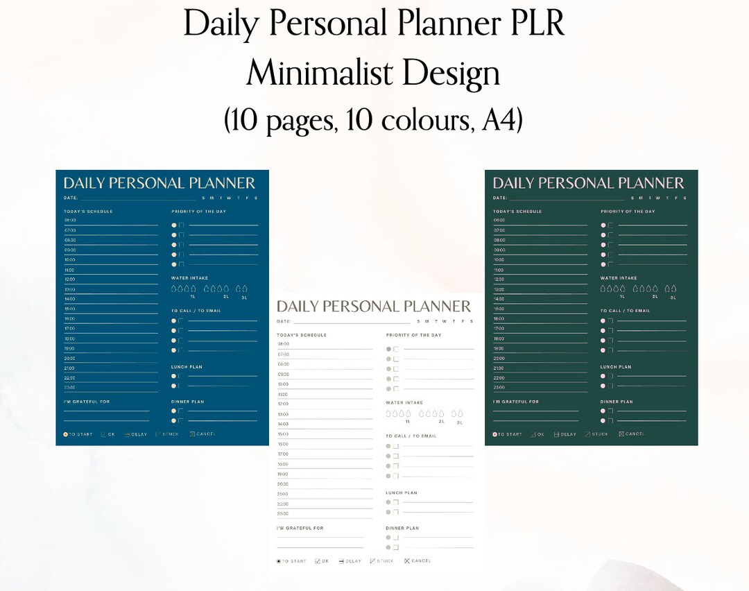Simple Minimalist Style Daily Personal Planner 10 Pages, 10 Colours - Etsy