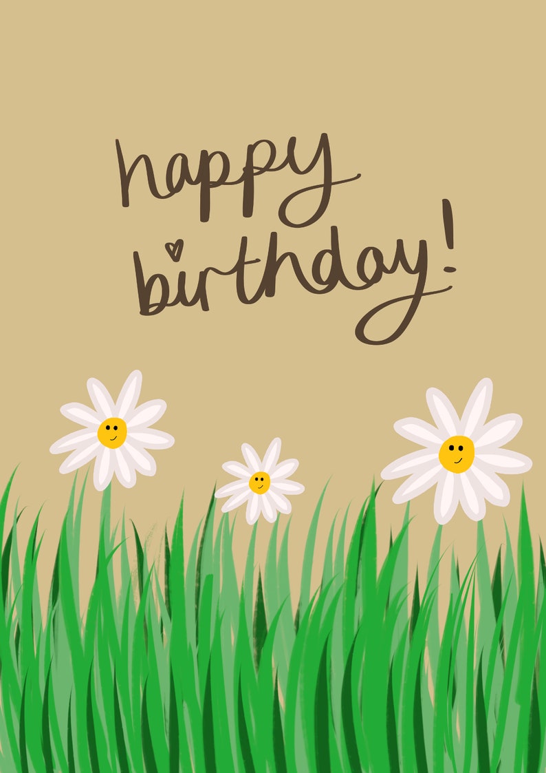 Happy Birthday Daisy Greeting Card - Etsy