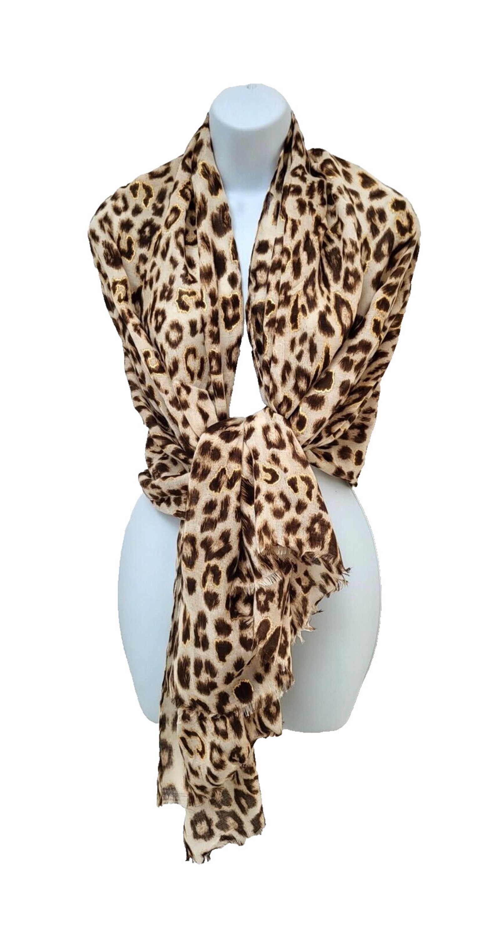 Animal Leopard Print Scarf/wrap With Gold Detailing - Etsy