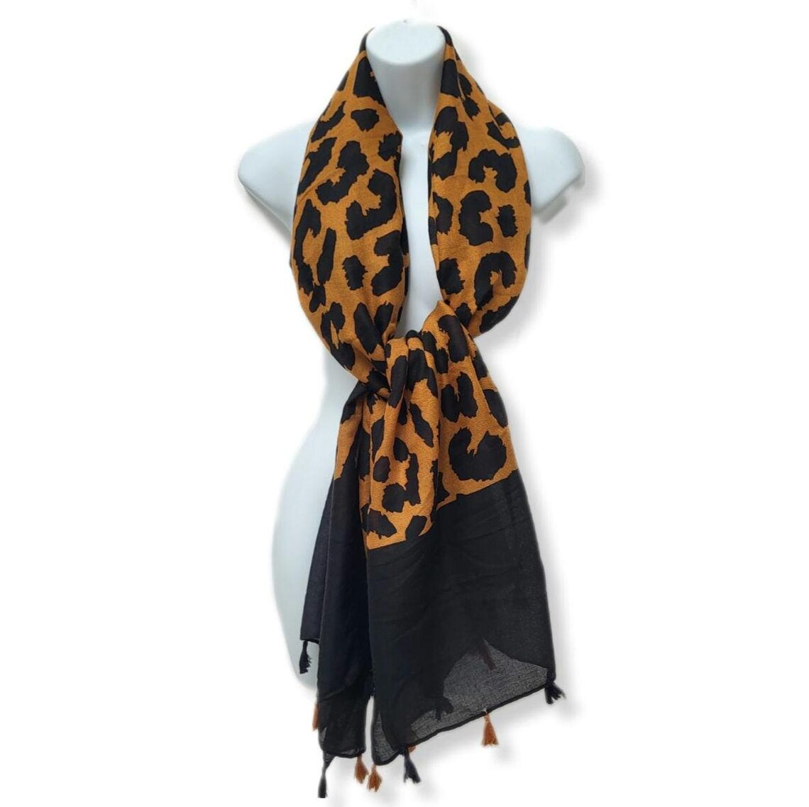 Traditional Tan Animal Leopard Print Scarf/matching Tassels/large Wrap ...