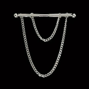 Silver Plated Collar Pin Bar, Shirt Collar Chain Bar, Elegant and ...