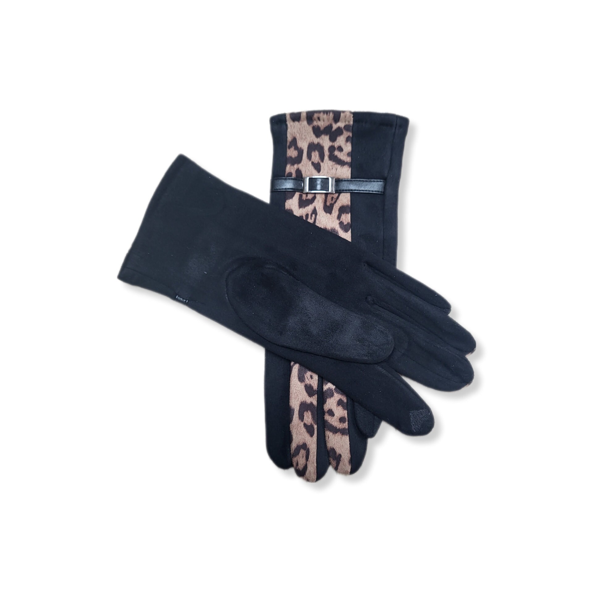 Luxurious Black Leopard Animal Print Gloves/soft/handmade/buckle ...
