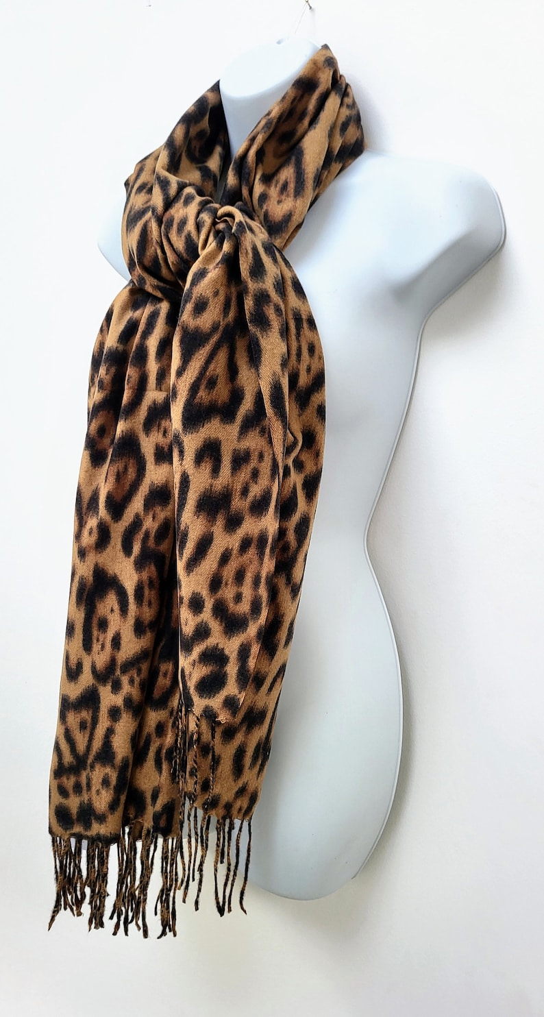 Leopard Print Scarf/pashmina/wrap Large Luxurious Soft Wool Mix Blend ...