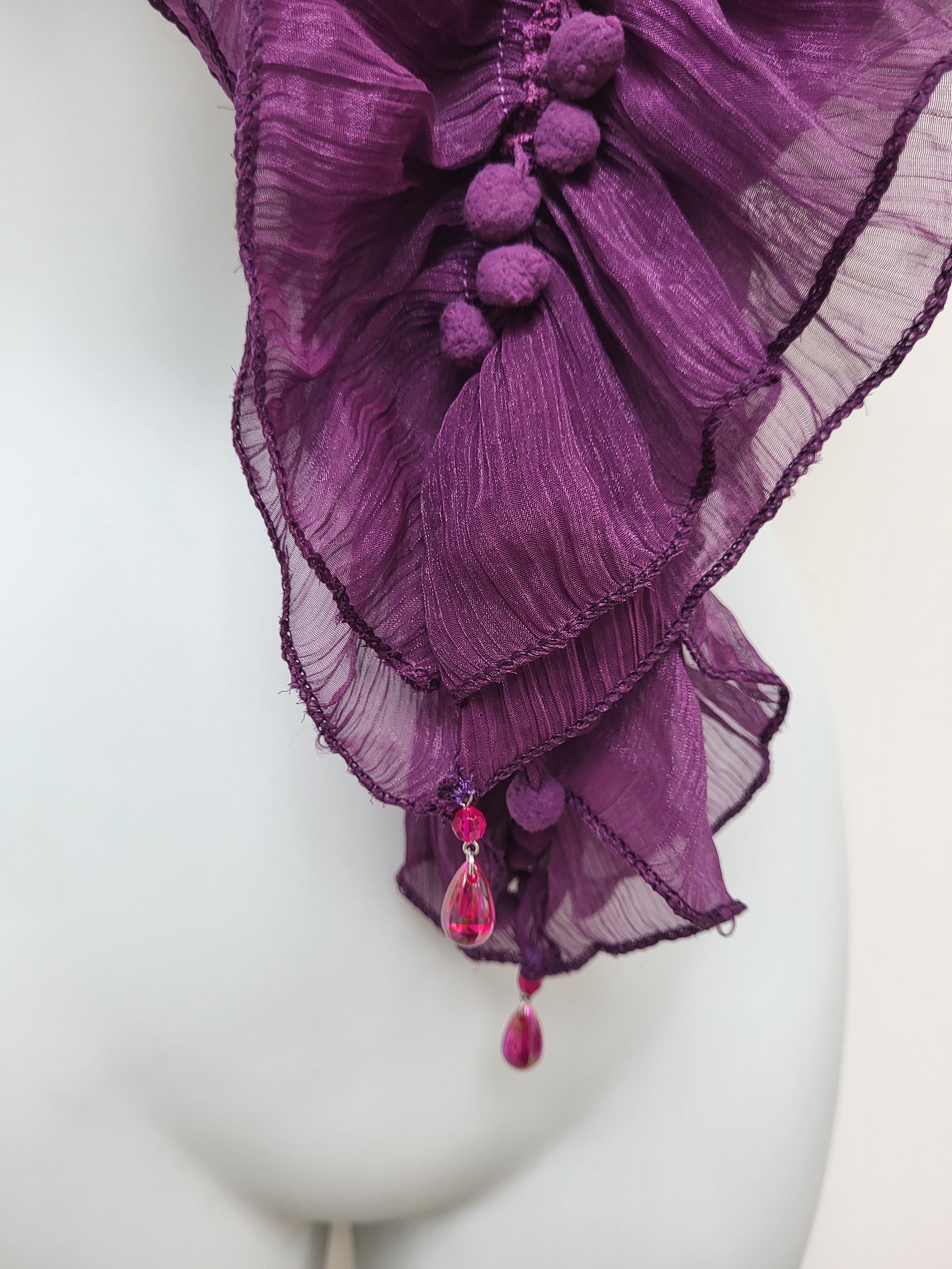 Victorian Gothic Style Purple Ruffle Scarf With Ornate Beading ...