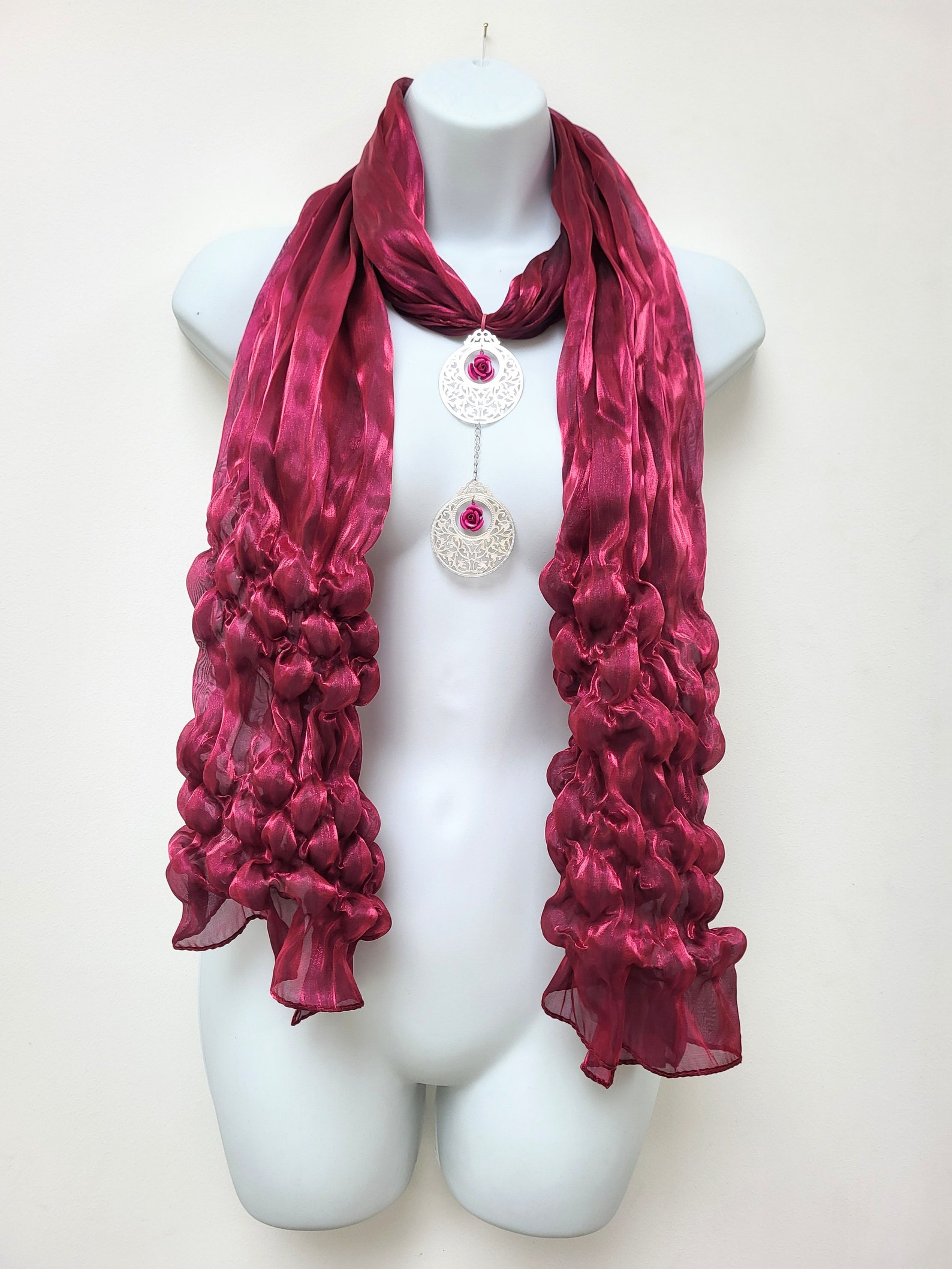 Georgian Regency Rose Ruffle Scarf With Ornate Droplet Detailing - Etsy