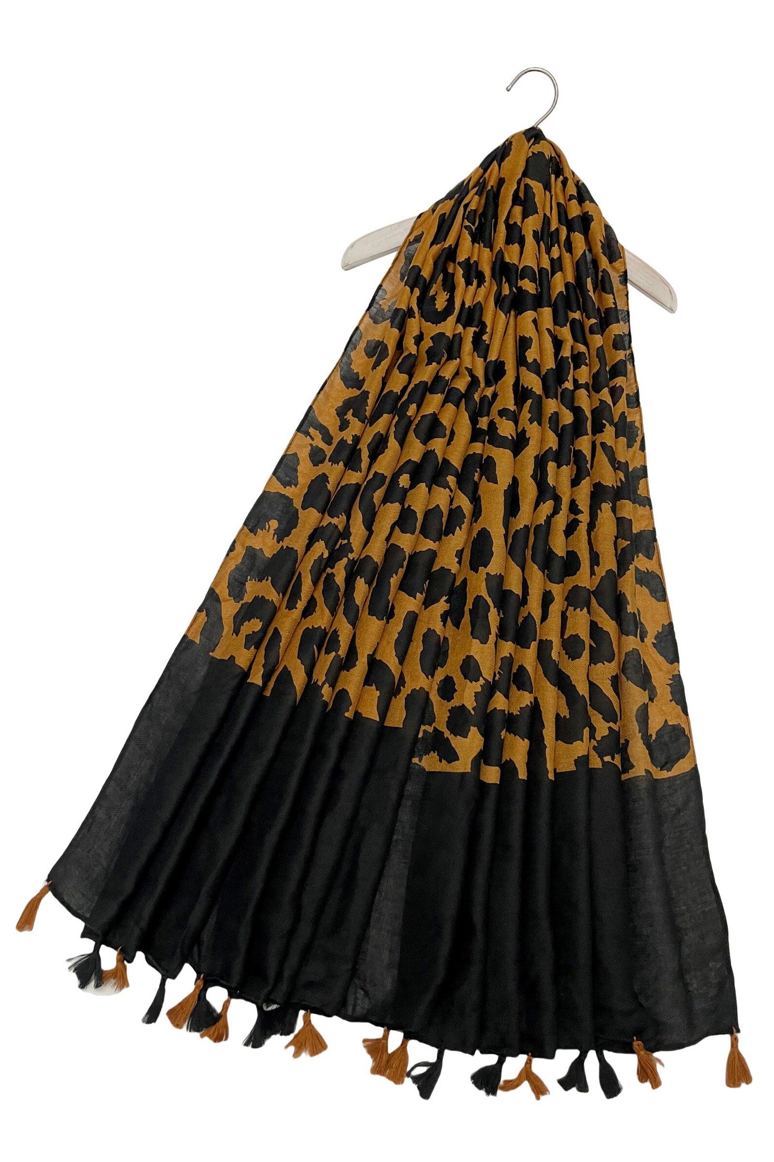 Traditional Tan Animal Leopard Print Scarf/matching Tassels/large Wrap ...