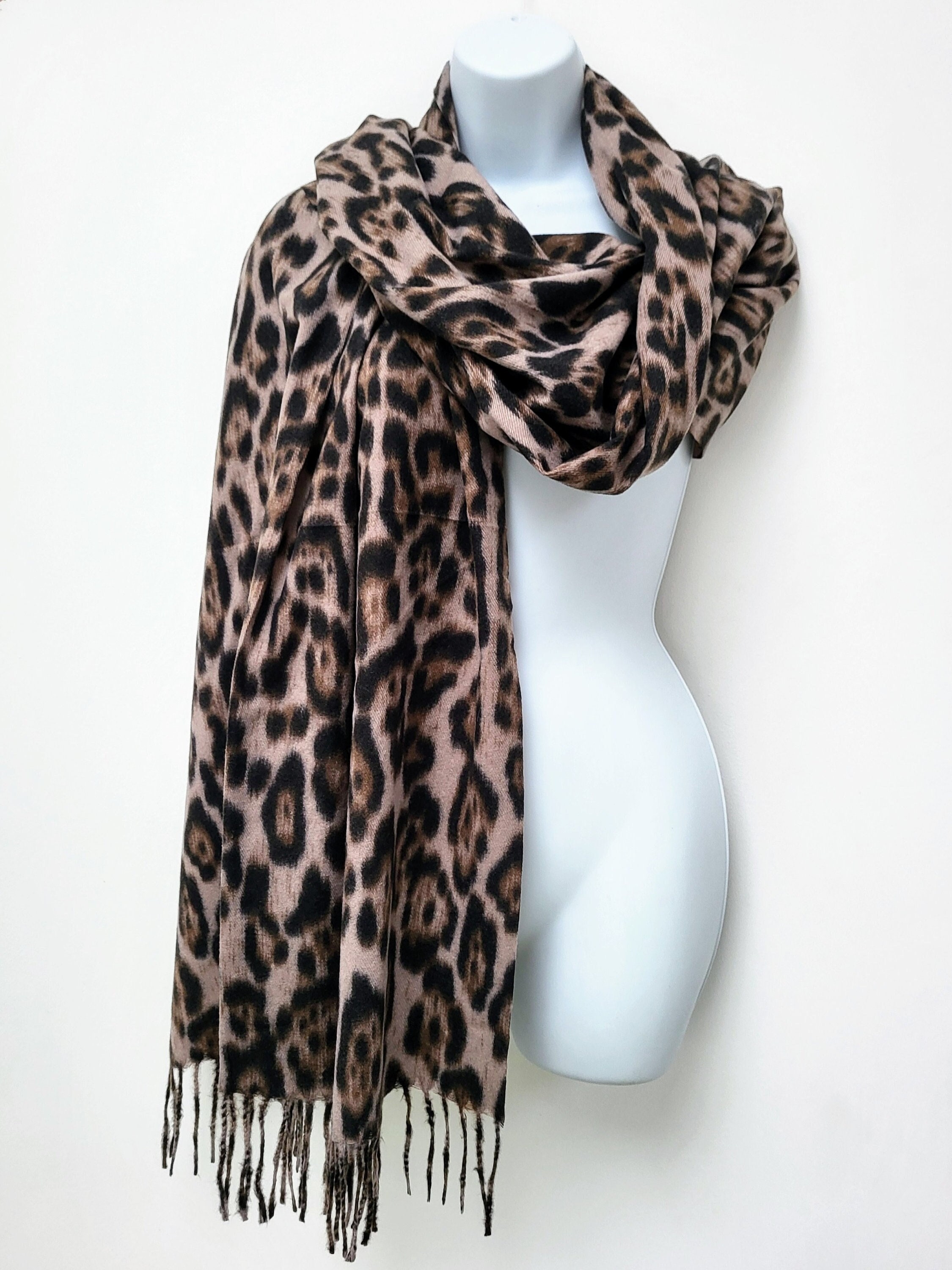 Leopard Animal Print Scarf/wrap Large Luxurious Soft Wool Mix Blend - Etsy