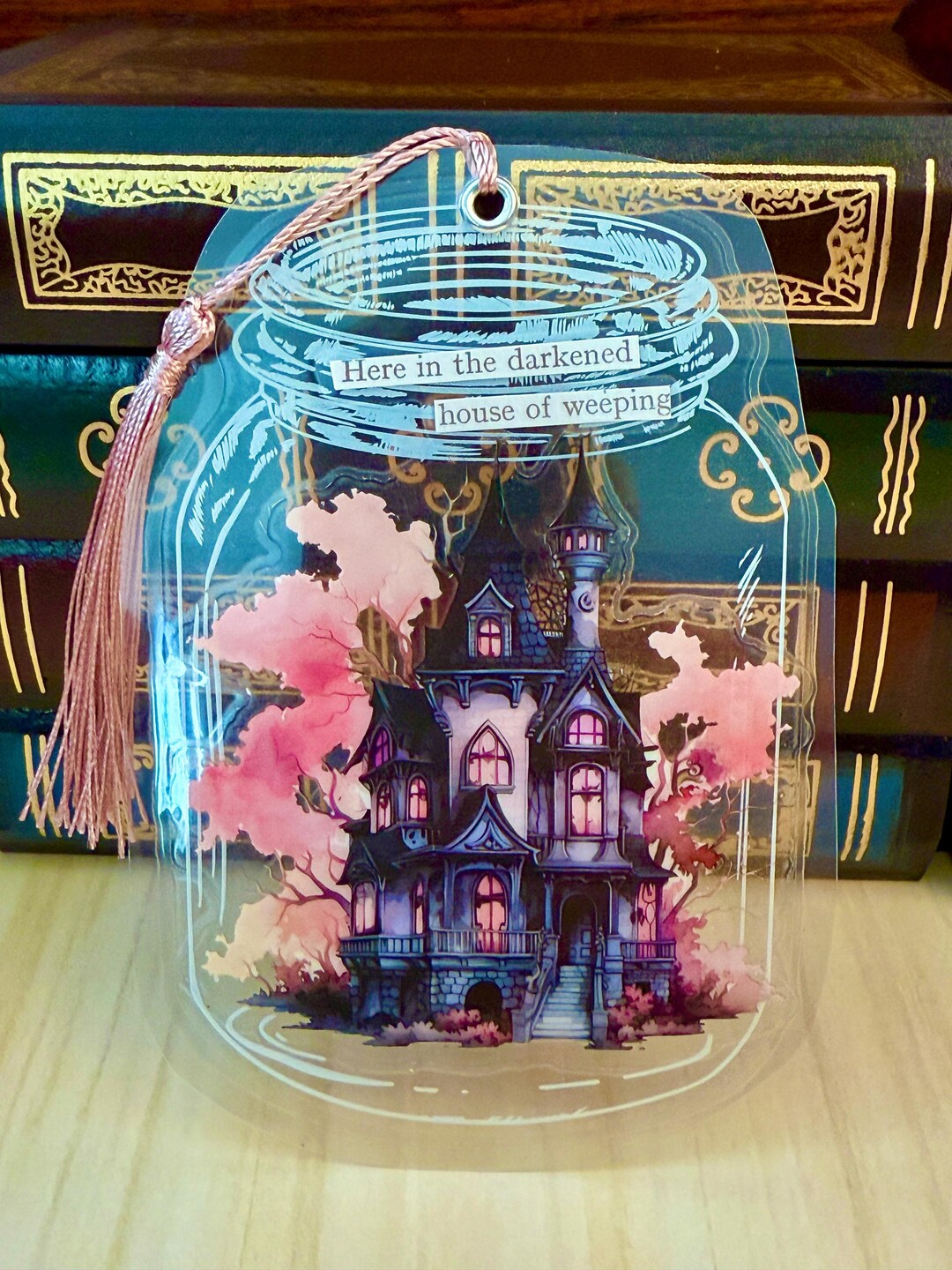 Haunted House Clear Laminated Bookmark With Tassel, Page Marker ...