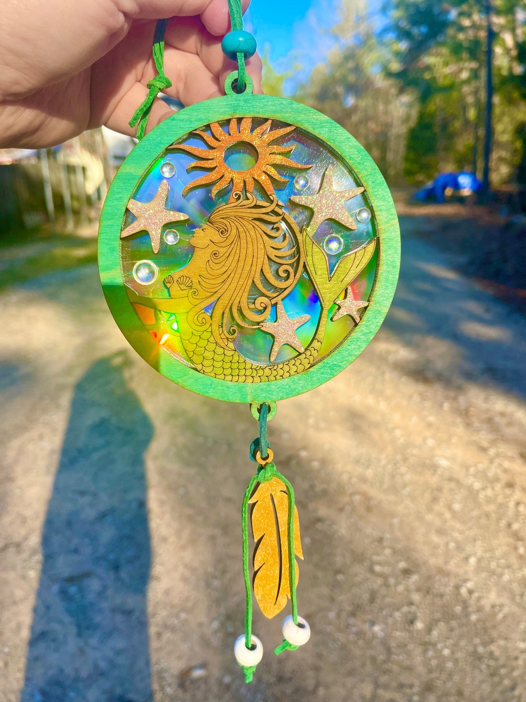 Laser Cut Two Sided Mermaid Sun Catcher, Colorful Window Decor, Beach ...