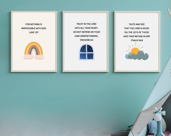 Kids Bible Alphabet, Wall Art, Scripture Posters, Church, Sunday School ...