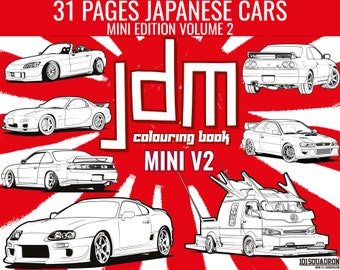 JDM Mini V1 Car Coloring Book 31 Designs Digital Download Printable ...