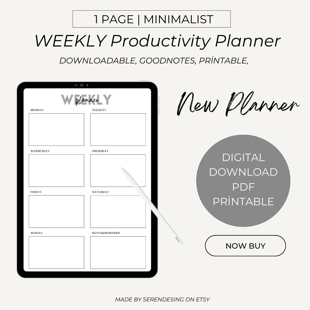 Weekly Planner Printable Landscape, Minimalist Weekly Schedule, Week at ...