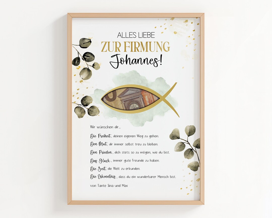 Personalized Confirmation Money Gift – PDF Template With Names ...