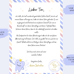 Personalisierbarer Brief von der Zahnfee zum Ausdrucken Ein ...