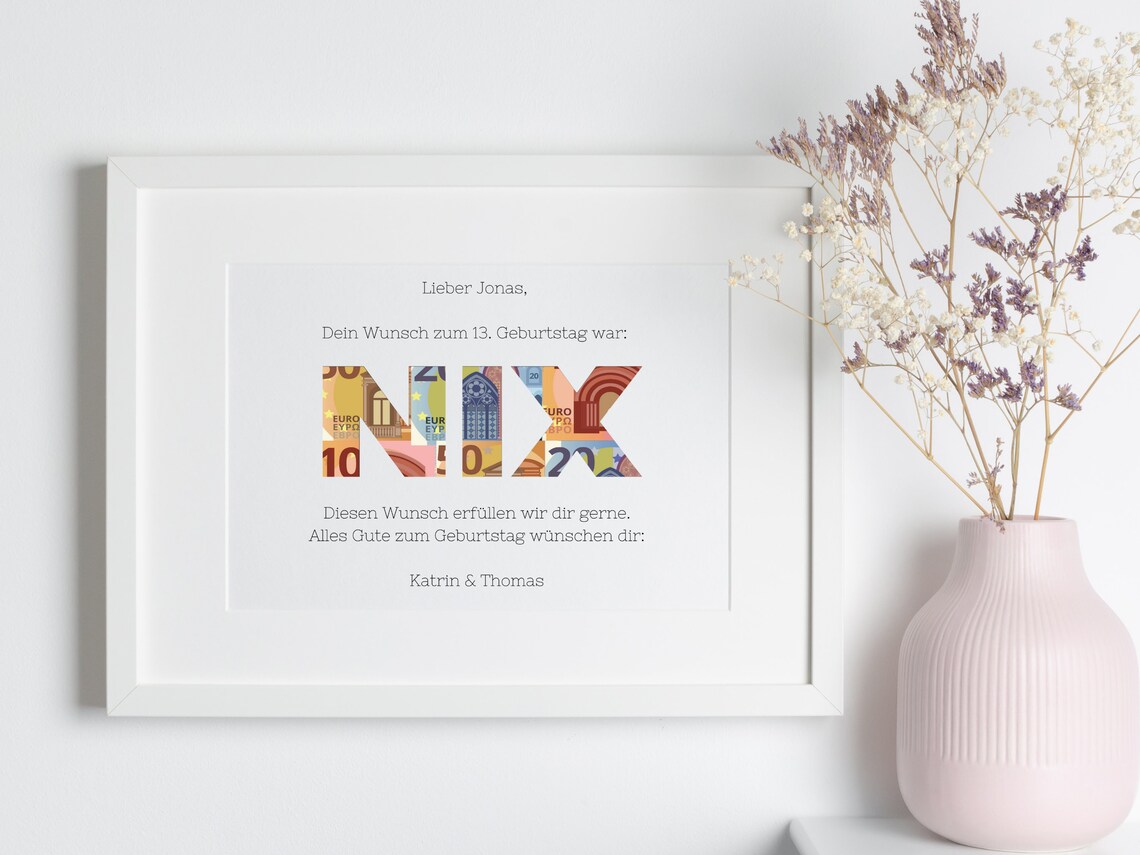 Geldgeschenk Geburtstag Nix Poster Nichts Geld Geschenk - Etsy.de