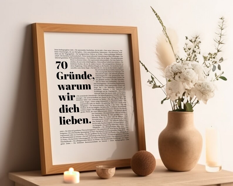 70 Gründe Warum Wir Dich Lieben 70. Geburtstag Geschenk - Etsy
