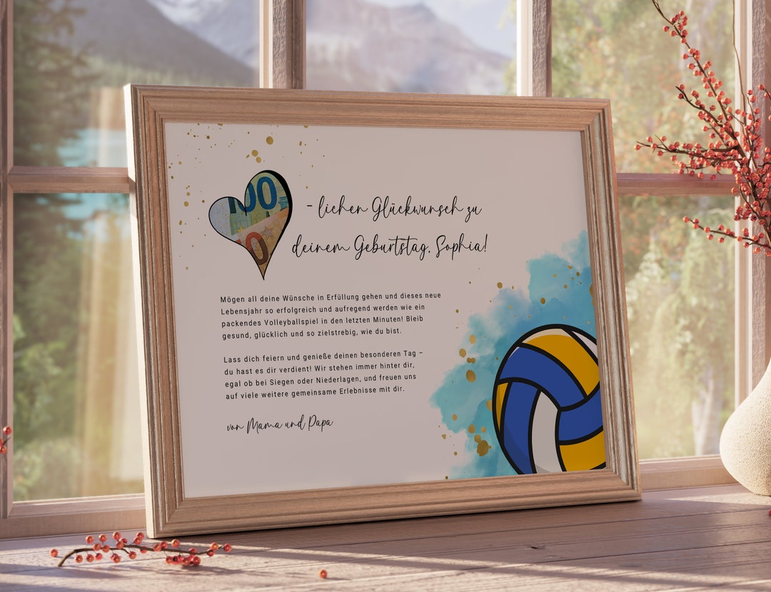 Volleyball Money Gift Template Personalized Birthday Gift for Boys ...