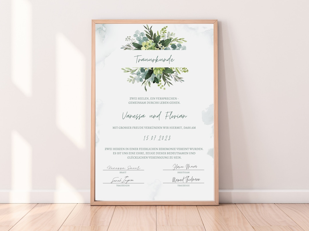 Personalized Marriage Certificate Template for Free Weddings - Etsy