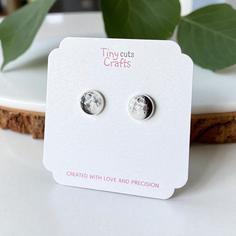 Lunar Stud Earrings: Acrylic Moon Jewelry, Astronomy Gift - Etsy