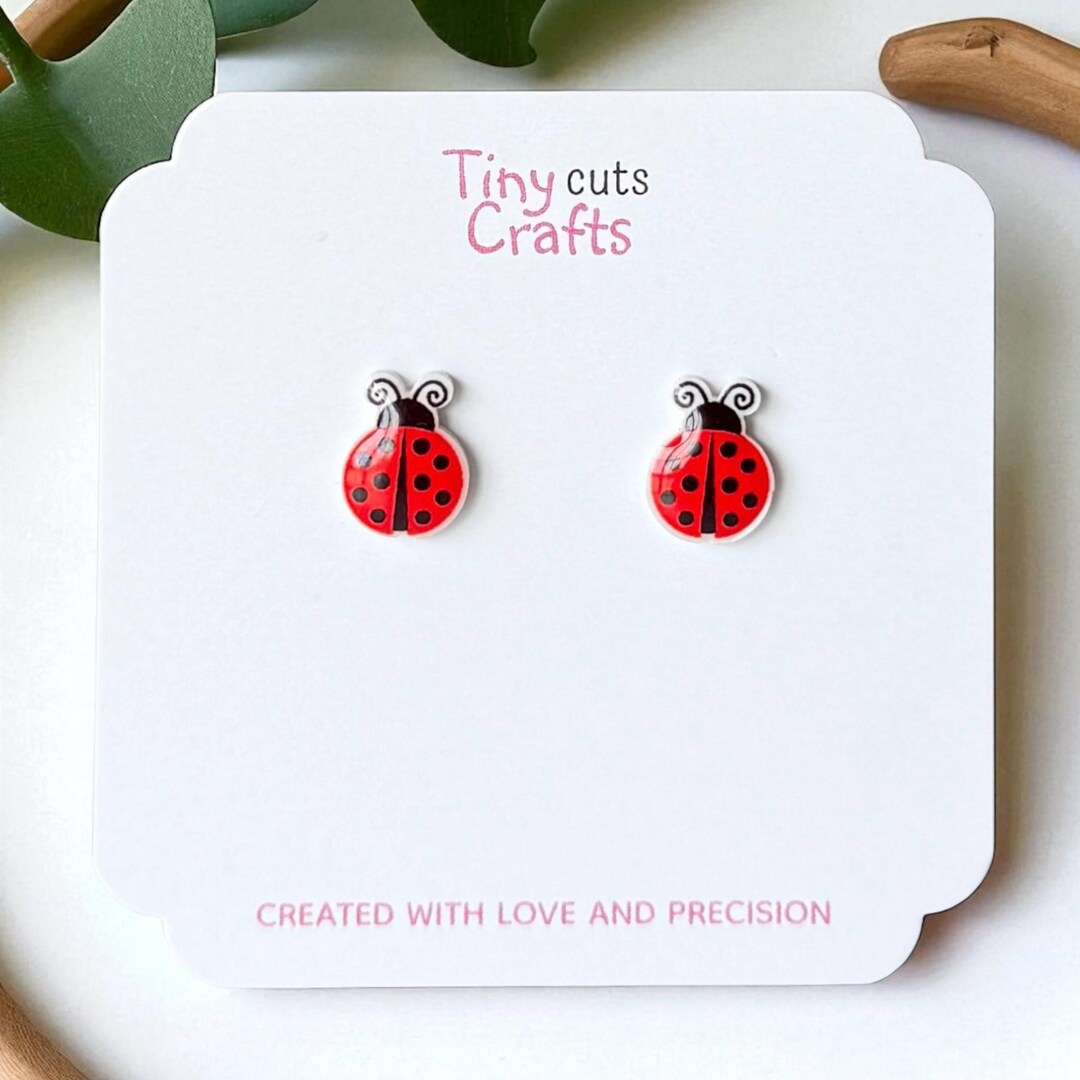 Ladybug Stud Earrings: Red Acrylic Bug Jewelry, Stainless Steel Posts ...