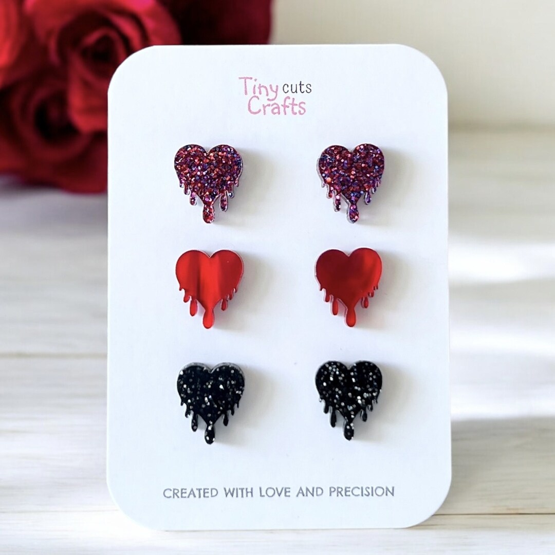 Dripping Heart Earrings | Goth Earring | Bleeding Heart Earrings ...