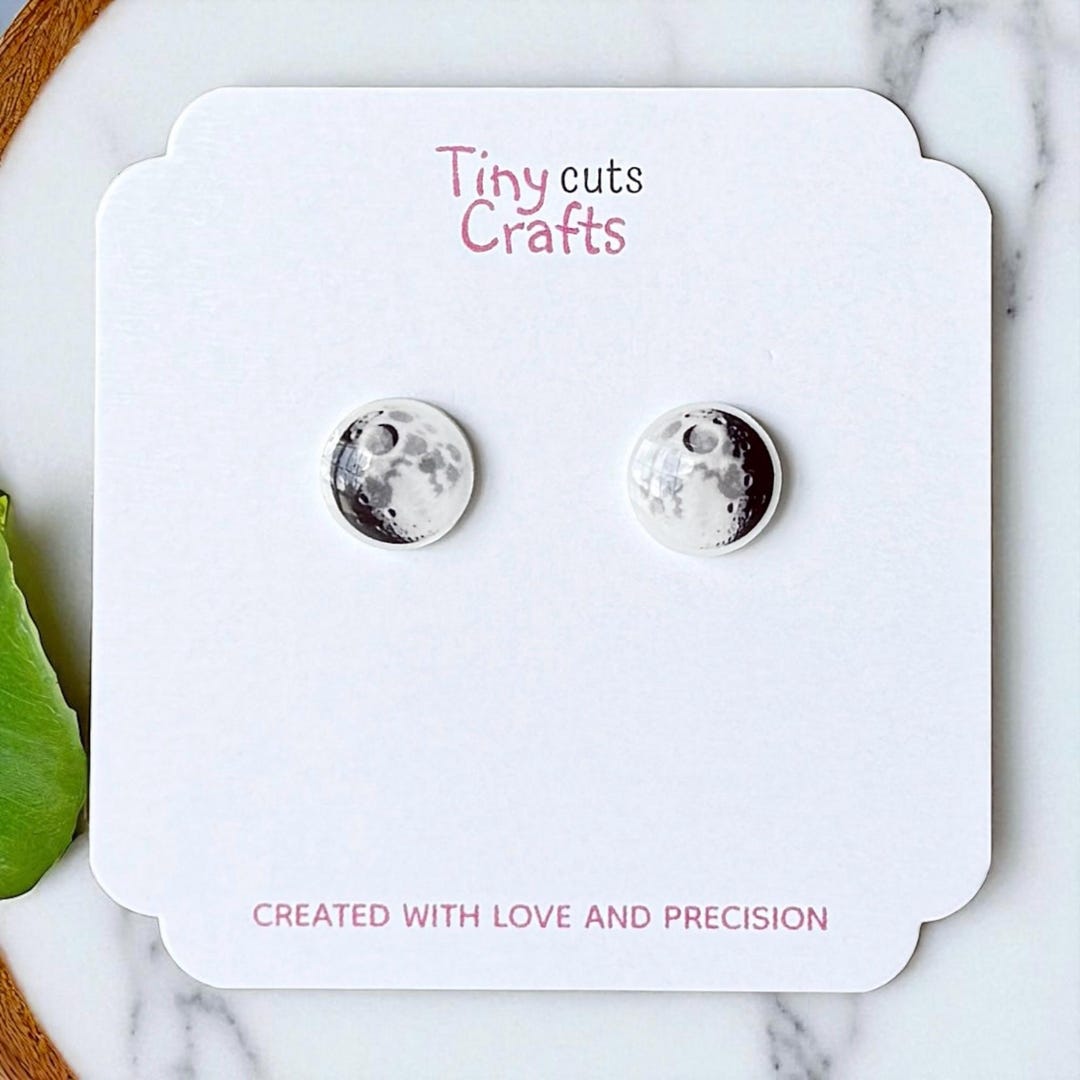Lunar Stud Earrings: Acrylic Moon Jewelry, Astronomy Gift - Etsy