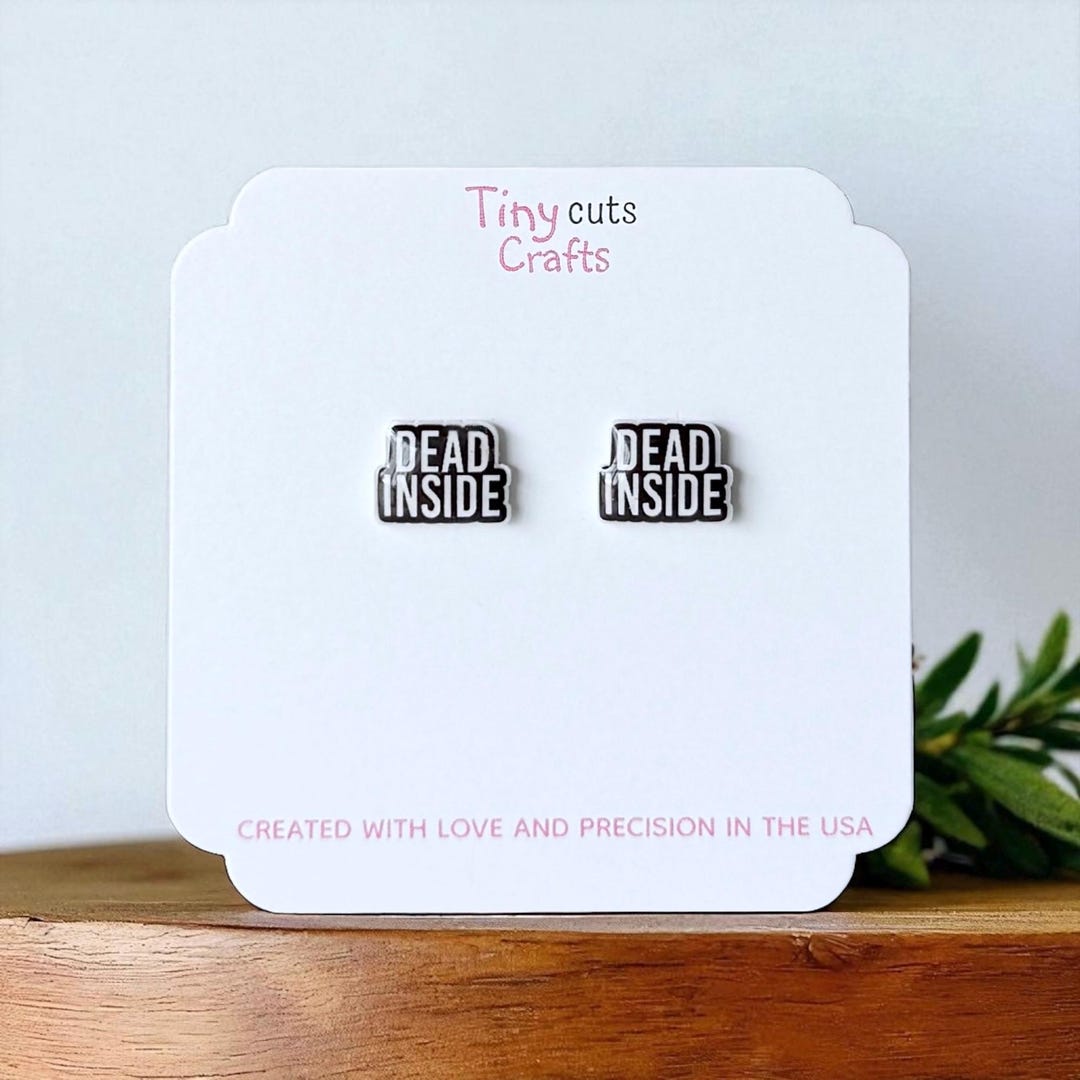 Dead Inside Stud Earrings: Funny Dark Humor Statement Jewelry in Black ...