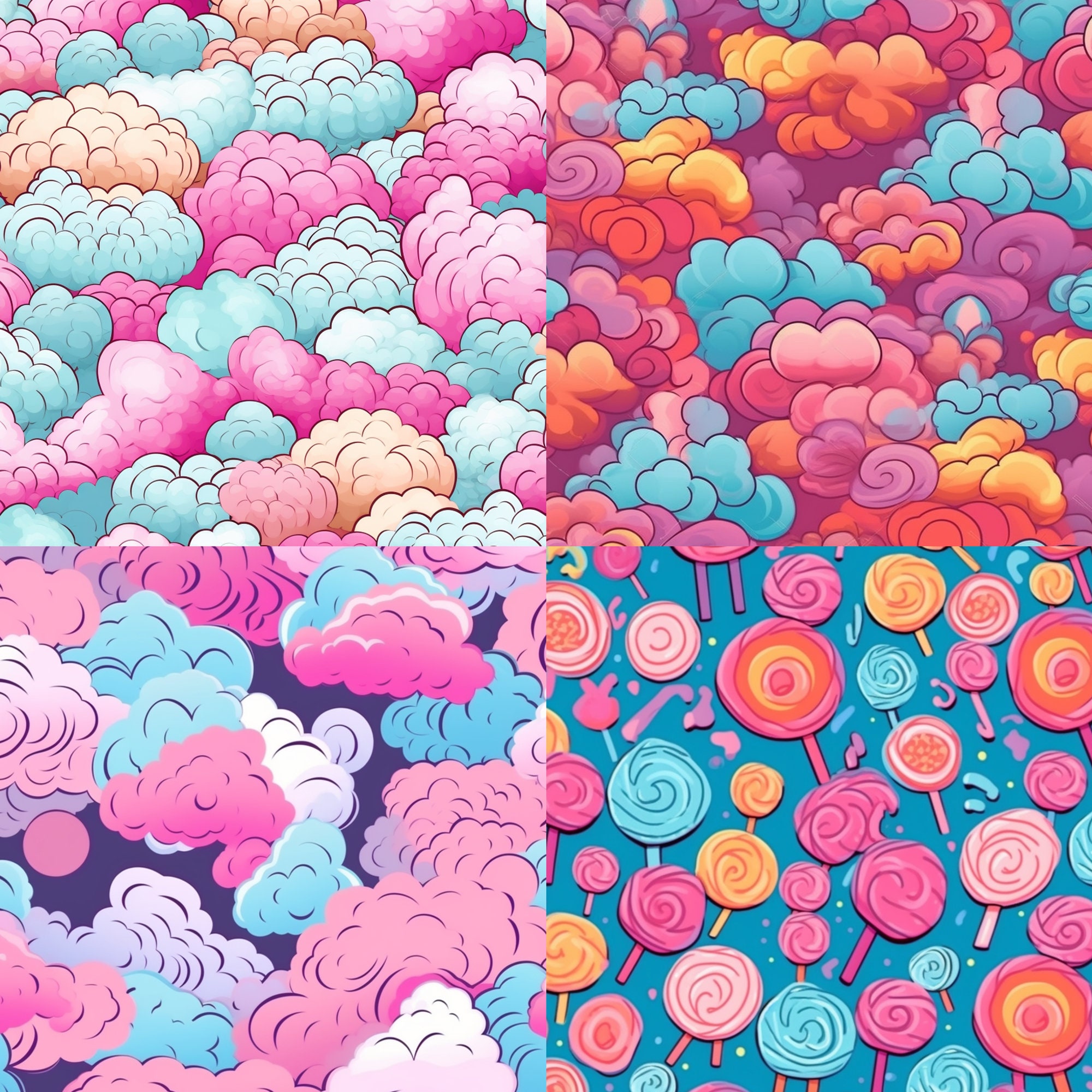 Cotton Candy Seamless Texture, Digital Art, Commercial Use Scrapbooking ...
