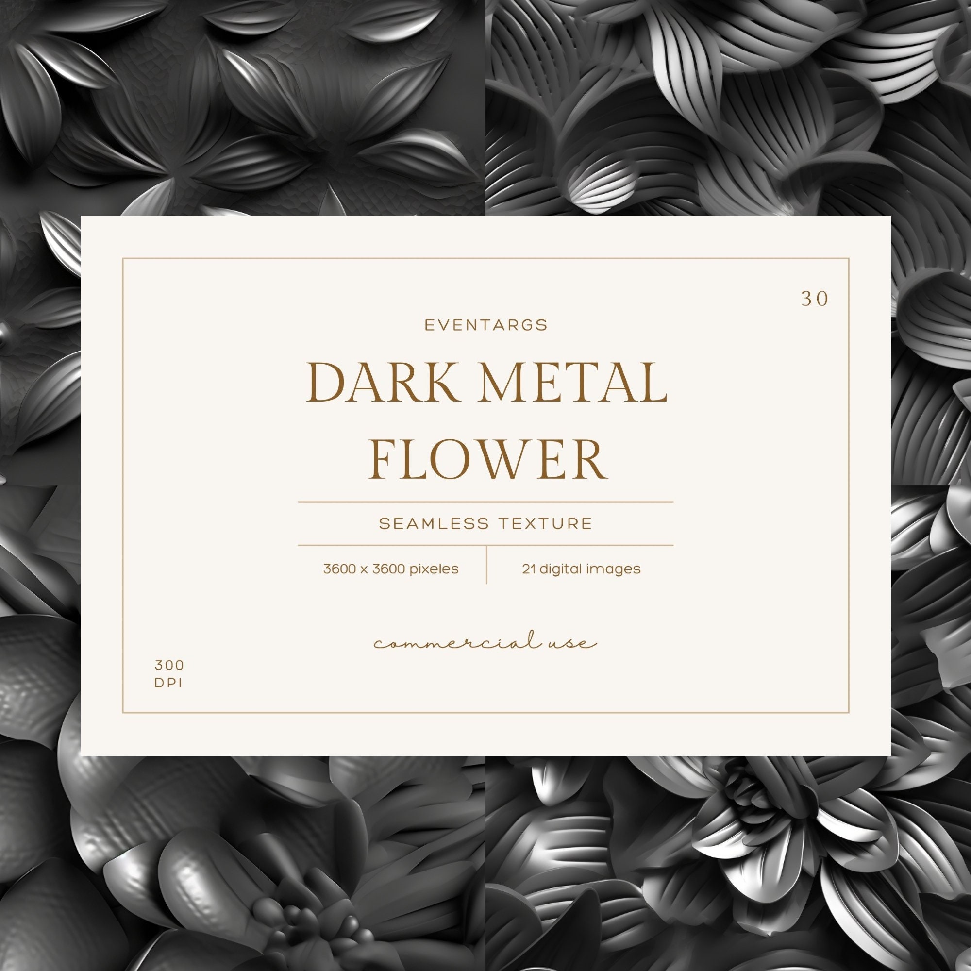Dark Metal Flower Seamless Texture, Digital Art, Commercial Use ...