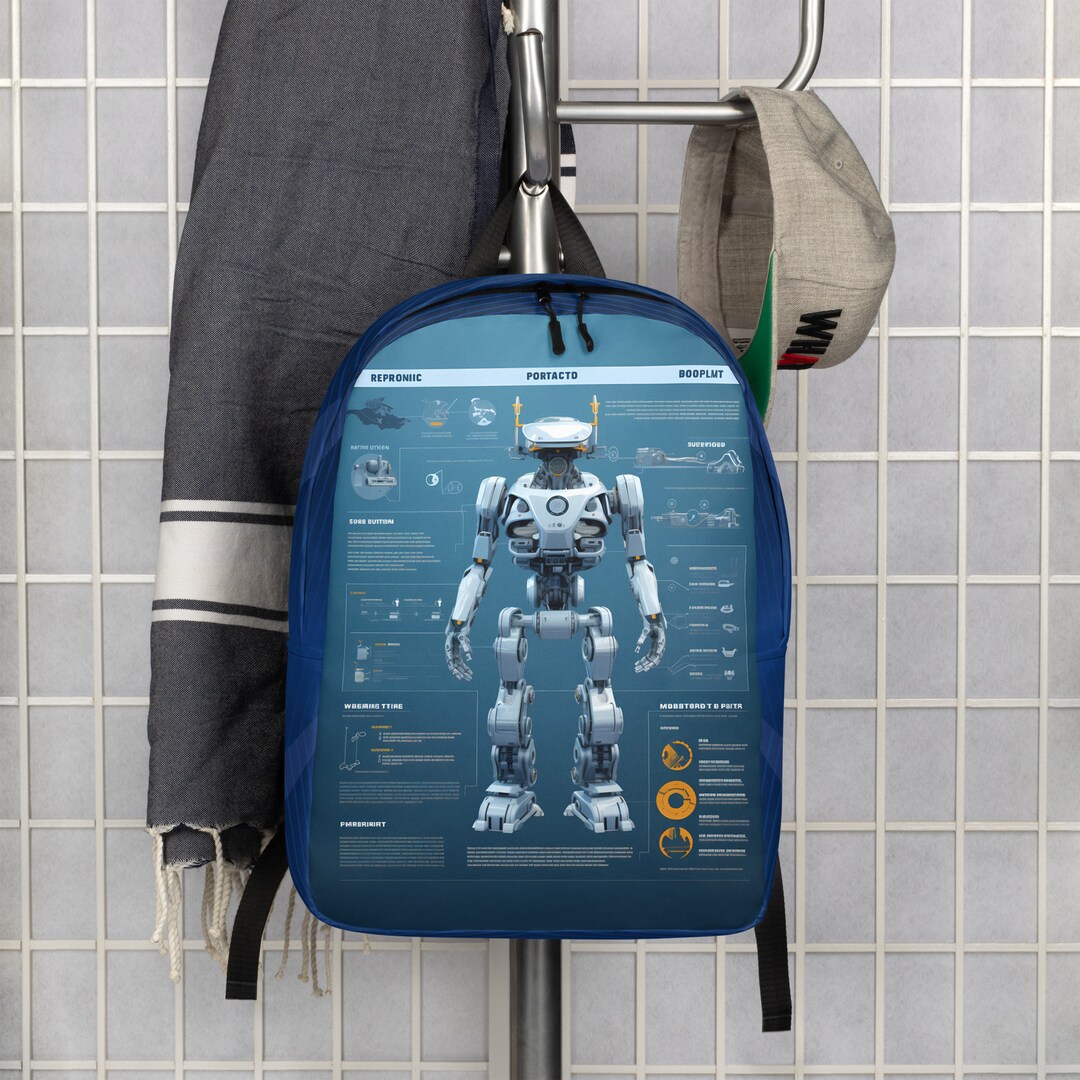 Robot Blueprint, Stylish All-over Print Backpack in Playful Colors ...