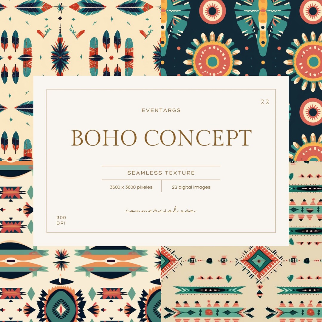 Boho Concept Design Seamless Pattern, Digital Art, Commercial Use ...