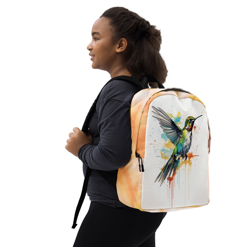 Hummingbird Ink Drawing, Stylish All-over Print Minimalist Backpack in ...