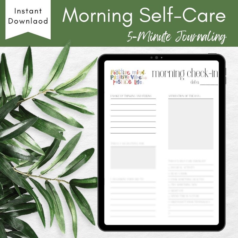 Self-care Daily Journal Entry | Morning Tracker | Mental Health Tracker ...