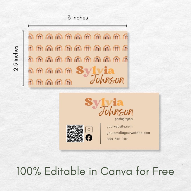 Editable Retro Business Card 70s Inspired Business Card - Etsy